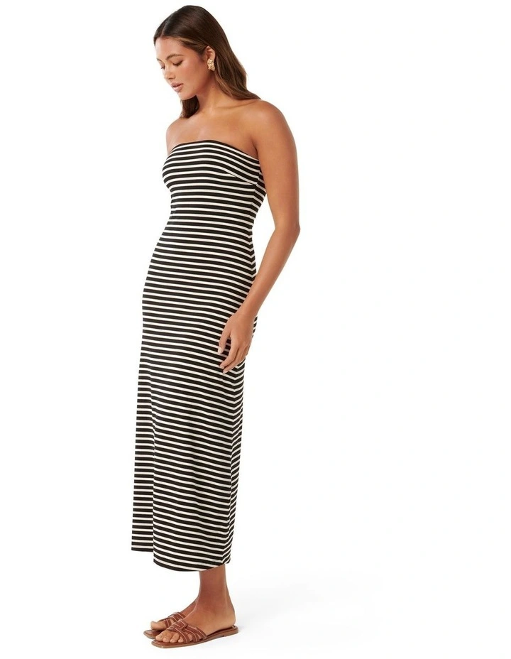 Forever New Allie Strapless Striped Midi Dress in Black | MYER