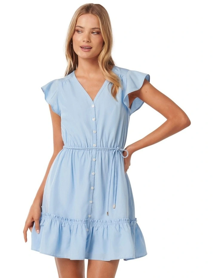 Forever New Rahnee Frill Hem Mini Dress in Blue | MYER