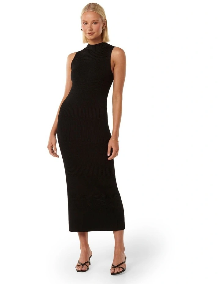 Forever New Lexi Sleeveless Self Knit Midi Dress in Black | MYER