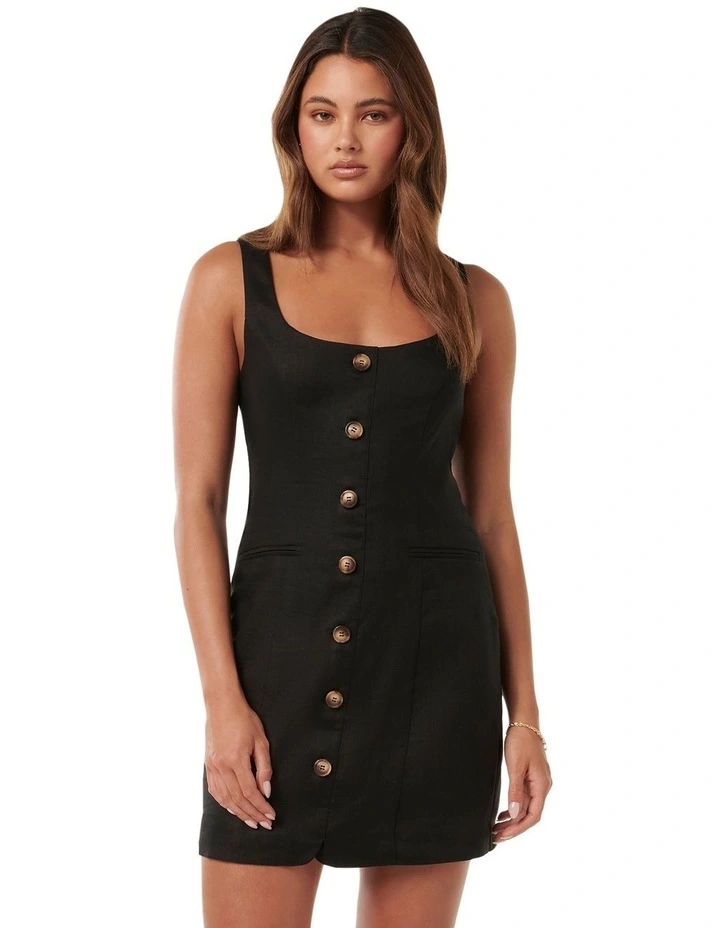 Forever New Caprice Scoop Neck Mini Dress in Black | MYER