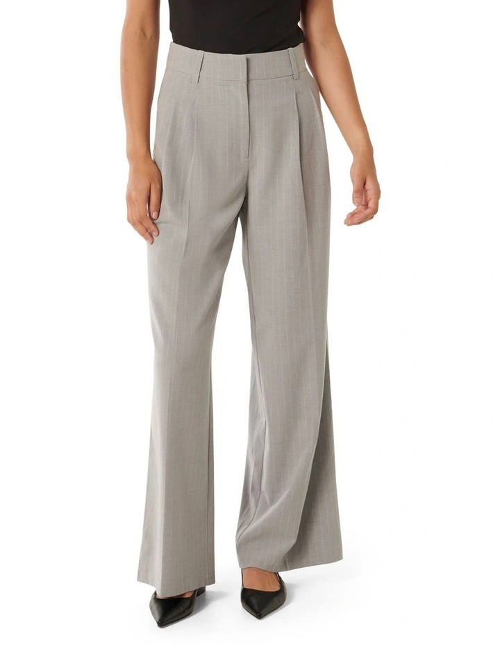 Forever New Noa Pinstripe Wide Leg Pants in Grey | MYER