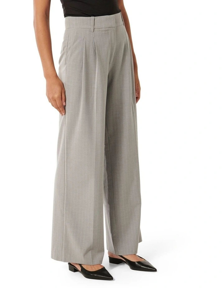 Forever New Noa Pinstripe Wide Leg Pants in Grey | MYER
