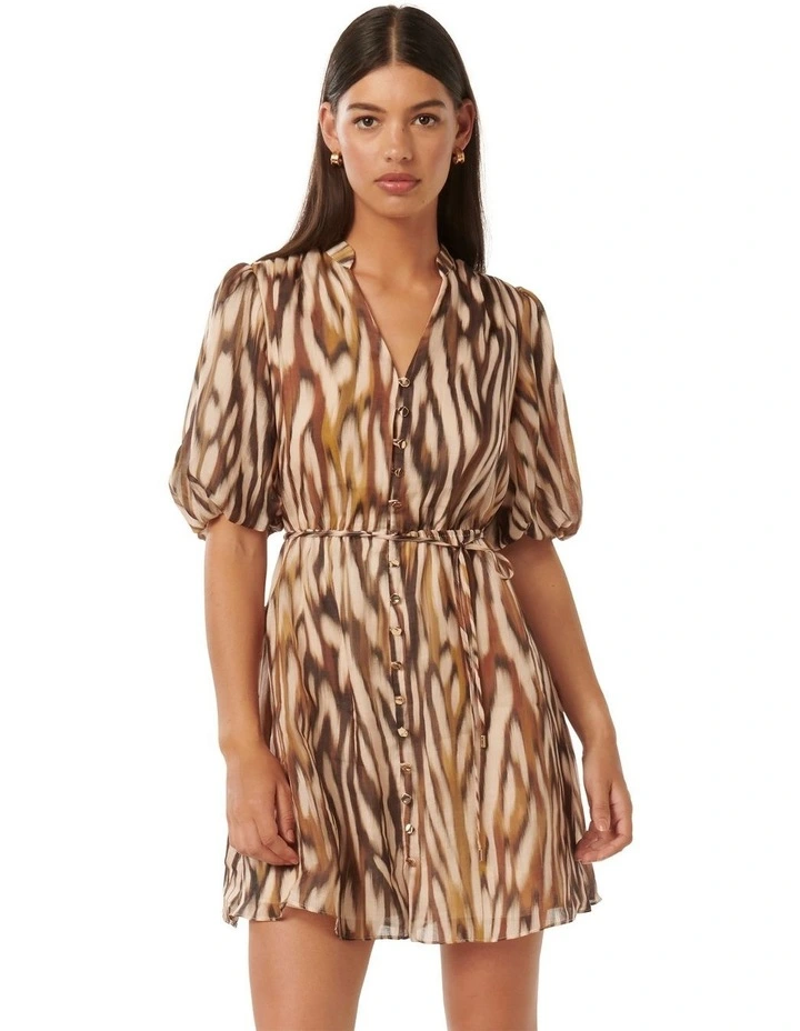 Forever New Loanna Mini Skater Dress in Brown | MYER