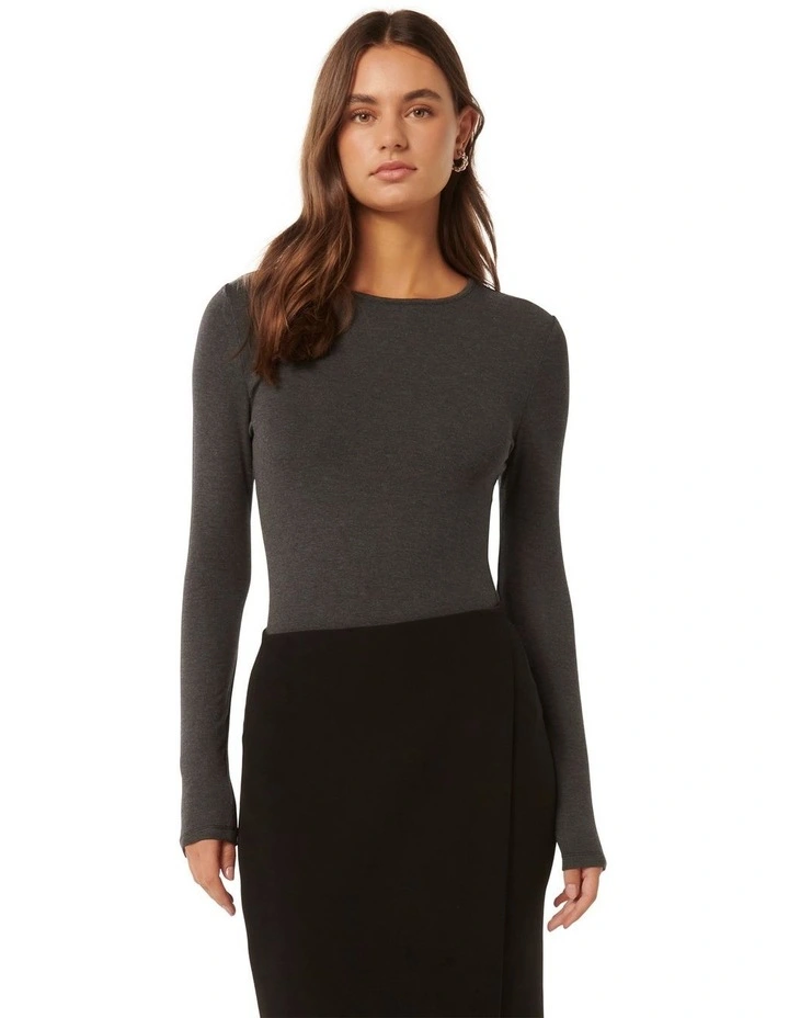 Forever New Janelle Long Sleeves Crew Neck Top in Black | MYER