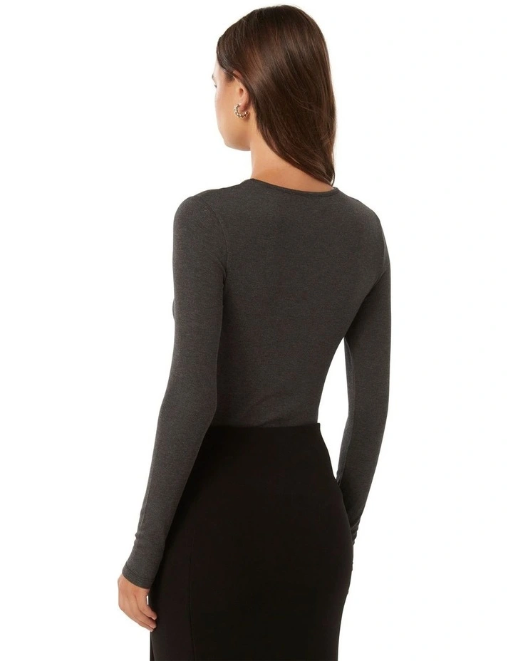 Forever New Janelle Long Sleeves Crew Neck Top in Black | MYER