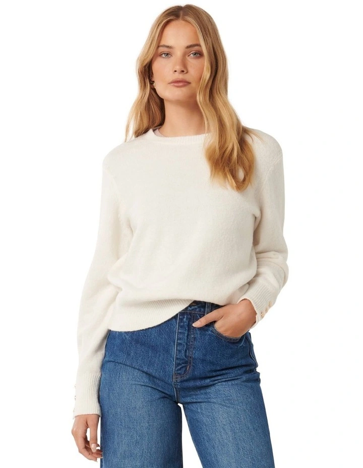Forever New Camille Brushed Knit Jumper In White | MYER
