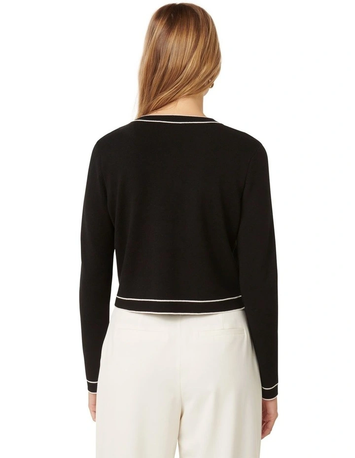 Forever New Gigi Tipped Cardigan in Black | MYER