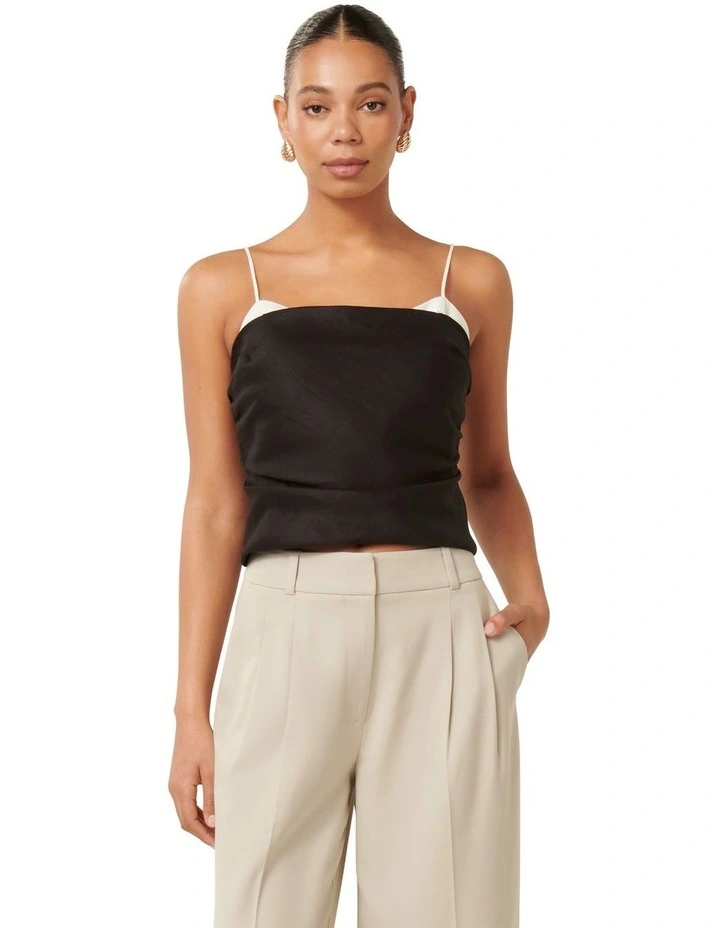 Forever New Lily Layered Cami Top in Black/White | MYER