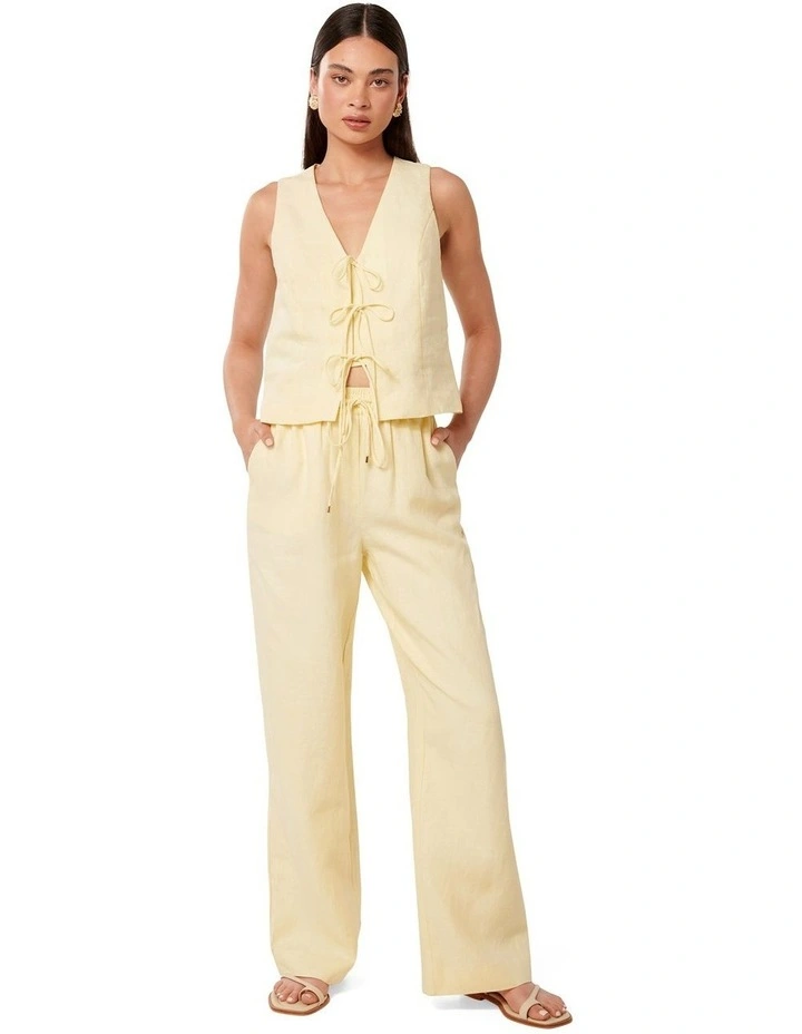 Forever New Erin Linen Drawstring Straight Leg Pant in Lemon Drop Co ...