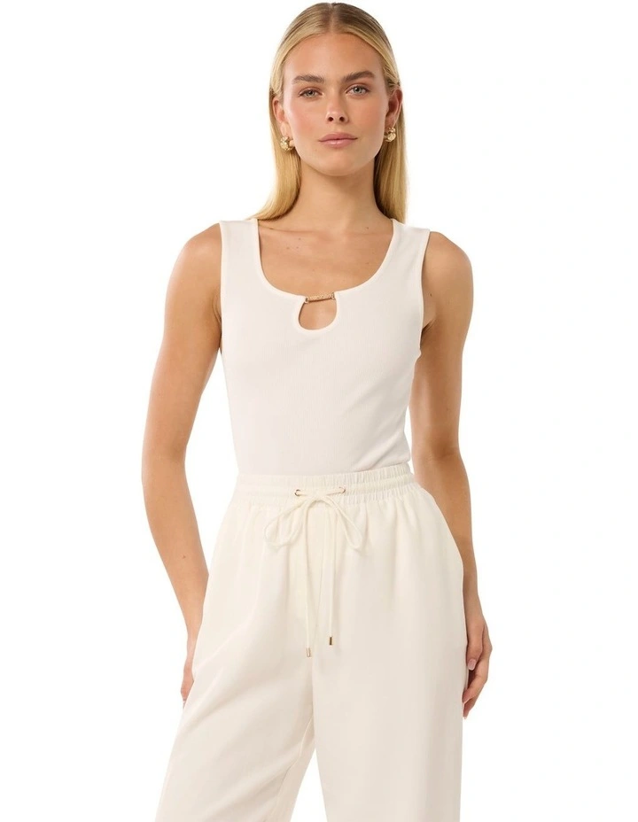 Forever New Rae Trim Front Tank Top in Porcelain | MYER