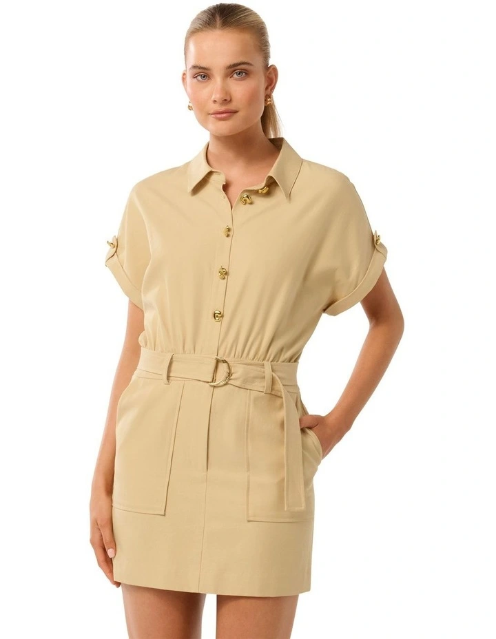 Forever New Bree Utility Mini Dress in Beige | MYER