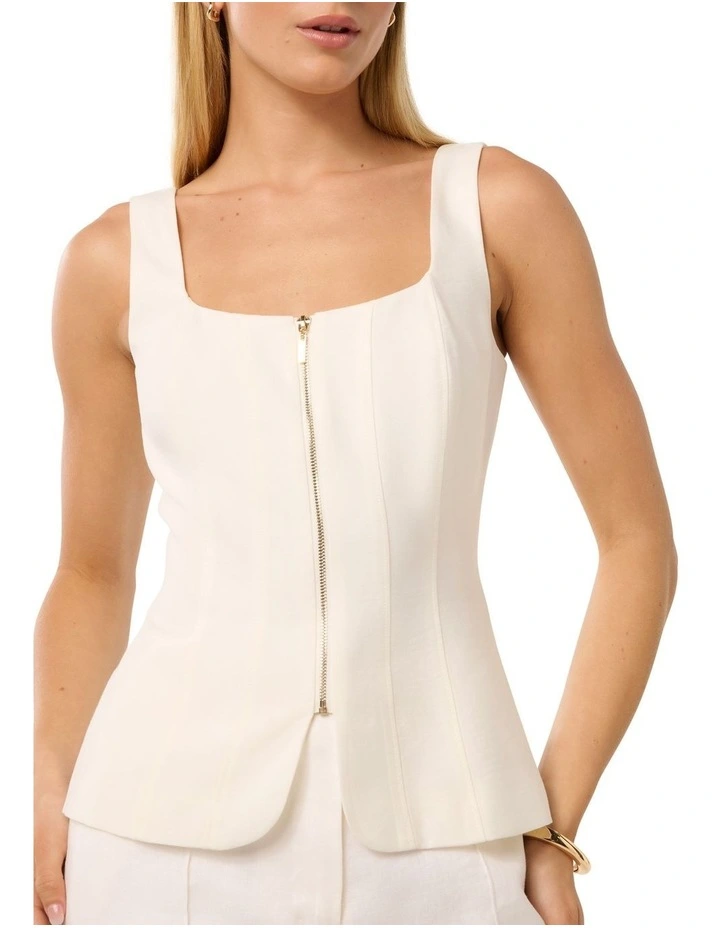 Forever New Collins Zip Through Tank Top in White | MYER