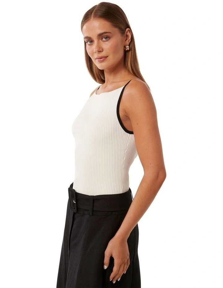 Forever New Erica Tipped Tank Top in White | MYER