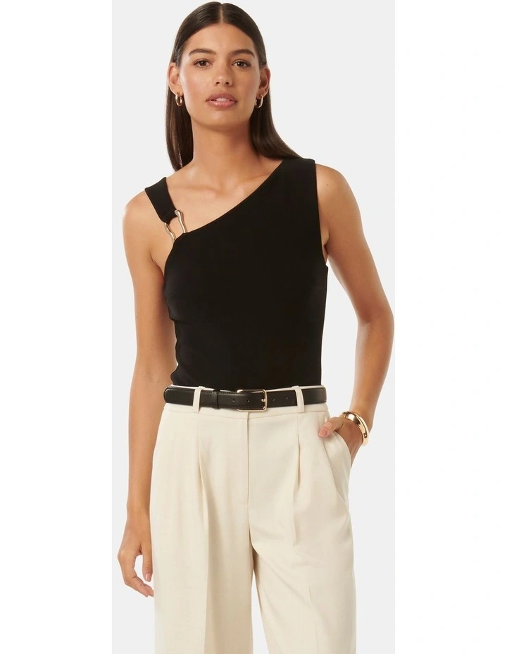 Forever New Helene Hardware Detail Crepe Tank Top in Black | MYER