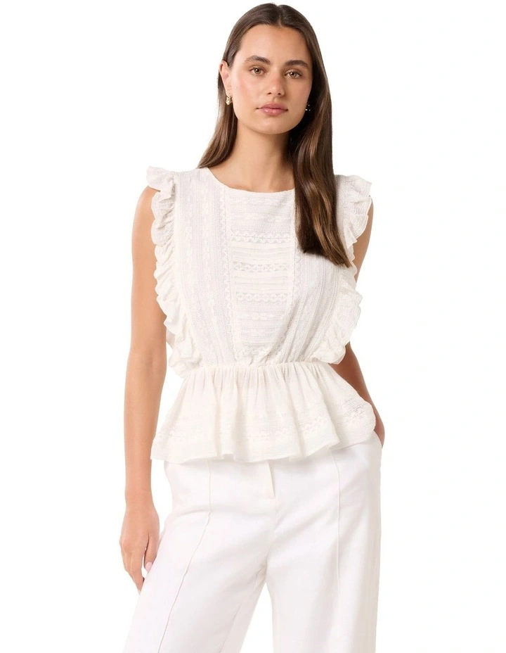Forever New Rose Ruffle Sleeves Top in White | MYER