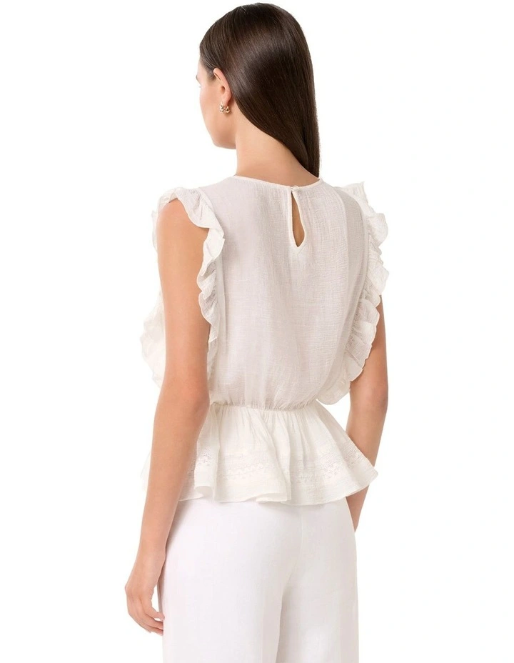 Forever New Rose Ruffle Sleeves Top in White | MYER