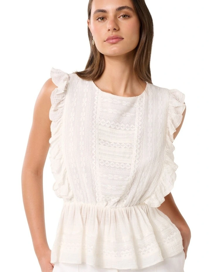 Forever New Rose Ruffle Sleeves Top in White | MYER