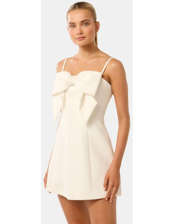 Forever New Hayley Bow Front Mini Dress in White | MYER