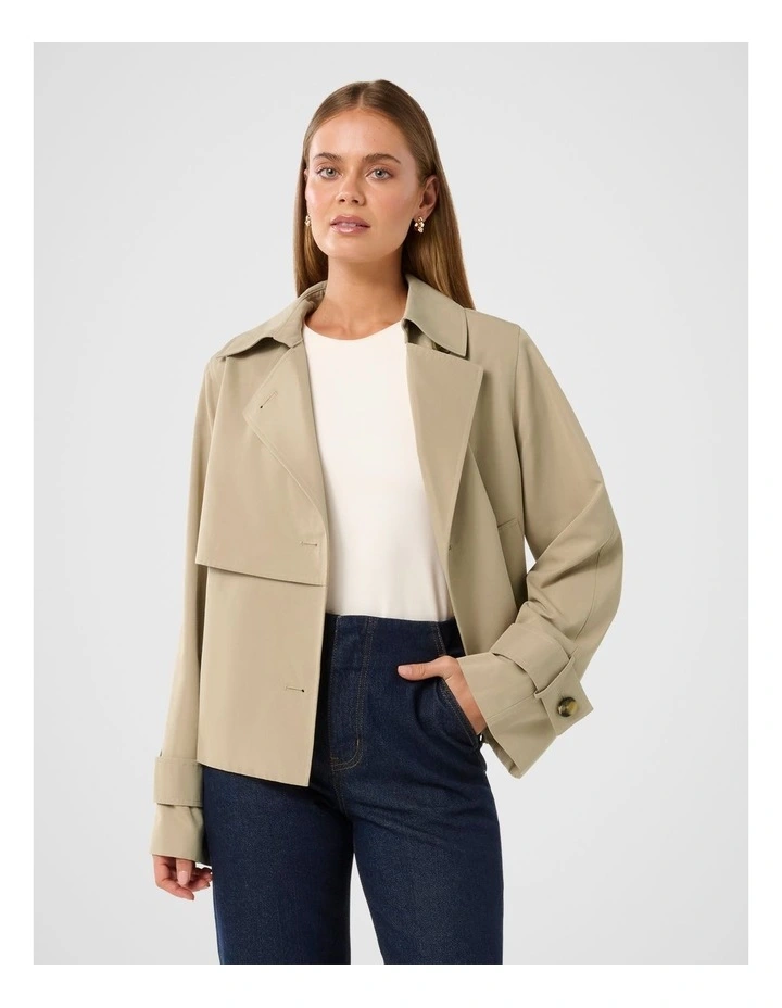 Forever New Ebony Cropped Trench Coat in Beige | MYER
