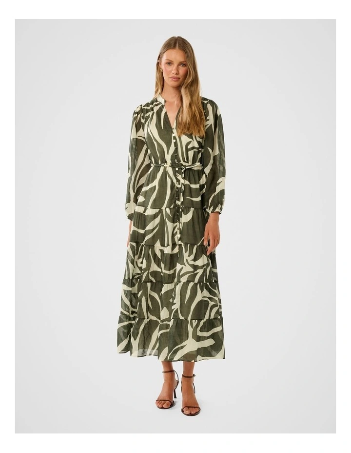 Forever New Adeline Tiered Midi Dress in Green | MYER