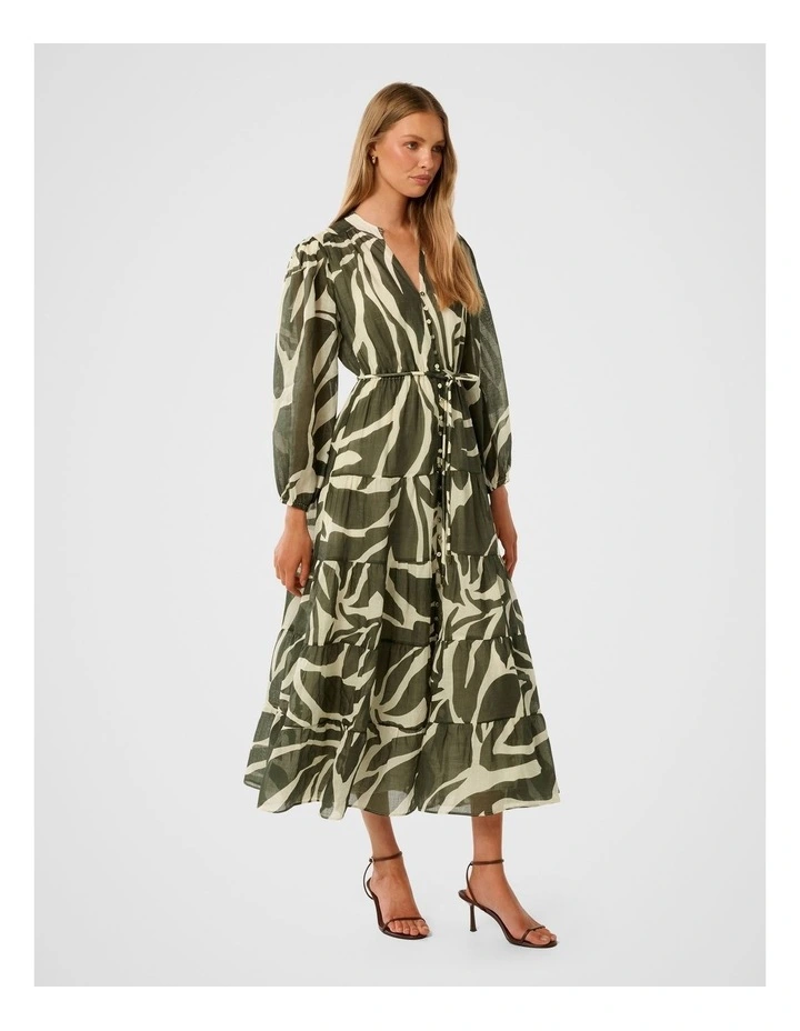 Forever New Adeline Tiered Midi Dress in Green | MYER