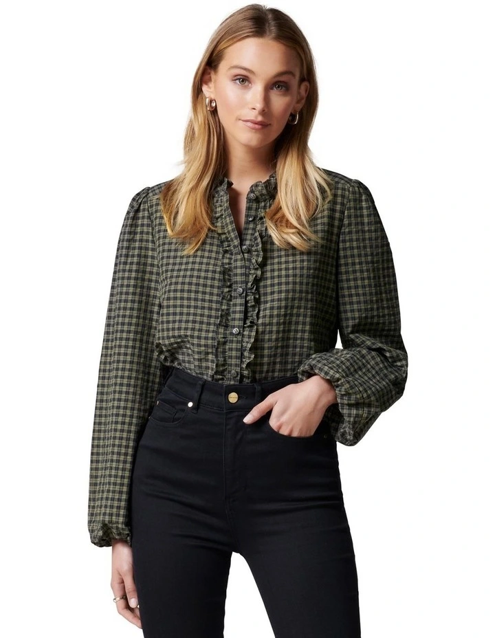 Forever New Anna Ruffle Check Blouse | MYER
