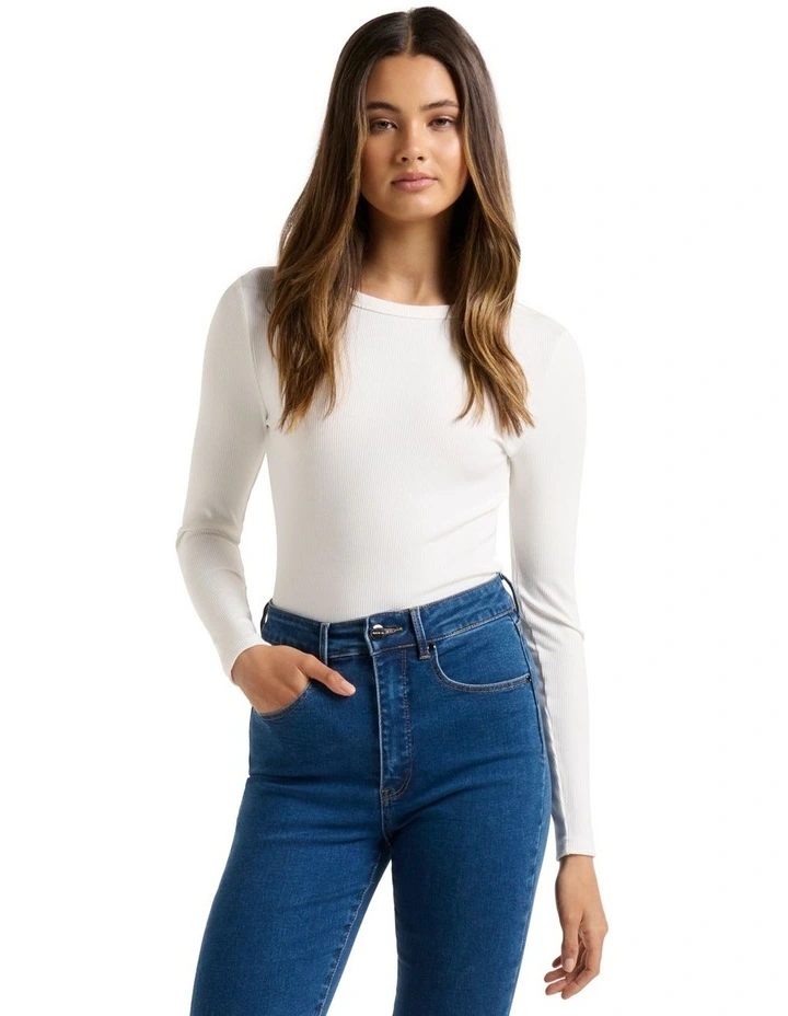 Forever New Darcy Crew Neck Top in Porcelain | MYER