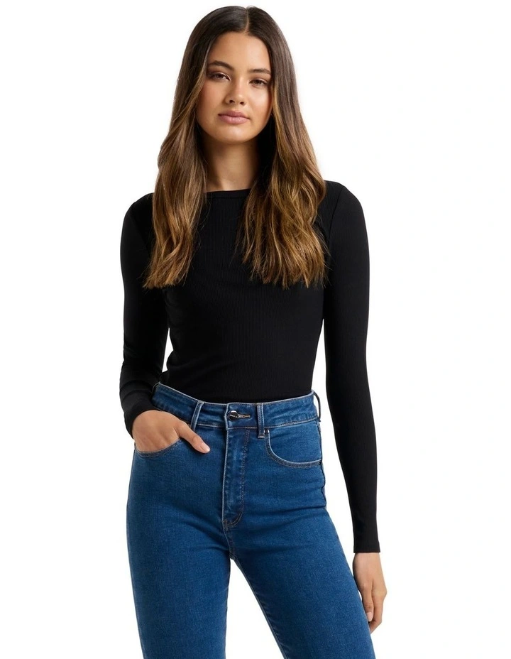 Forever New Darcy Crew Neck Top in Black | MYER