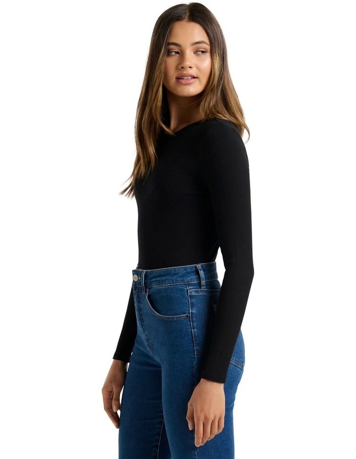Forever New Darcy Crew Neck Top in Black | MYER
