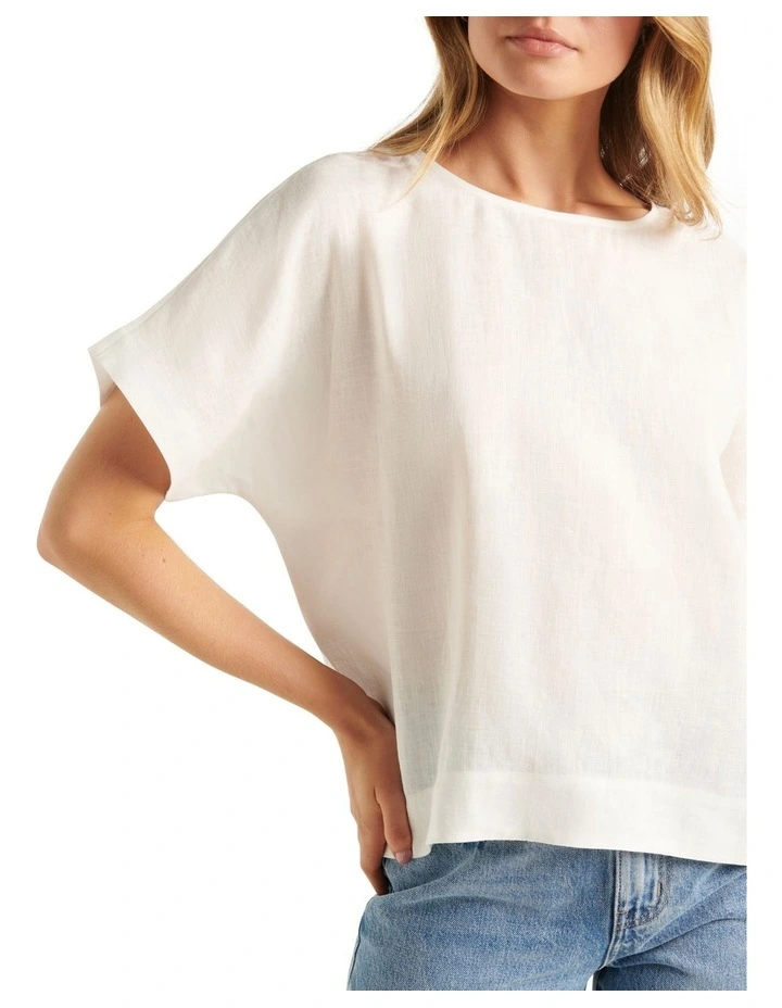 Forever New Becky Oversized Linen Tee in White | MYER