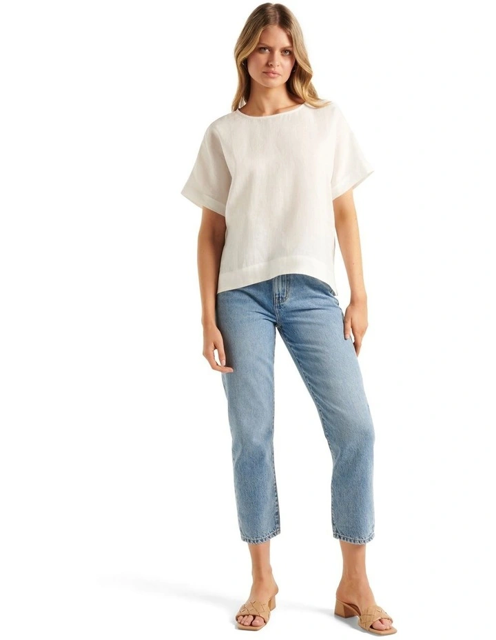 Forever New Becky Oversized Linen Tee in White | MYER