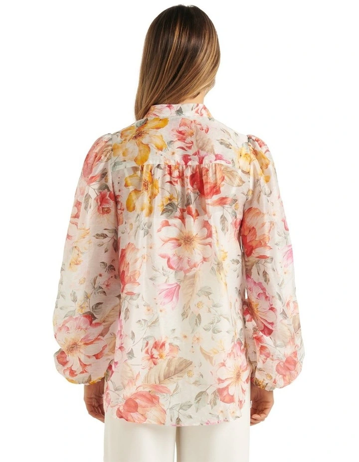 Forever New Amelia Printed Button Down Blouse in Peach Multi | MYER