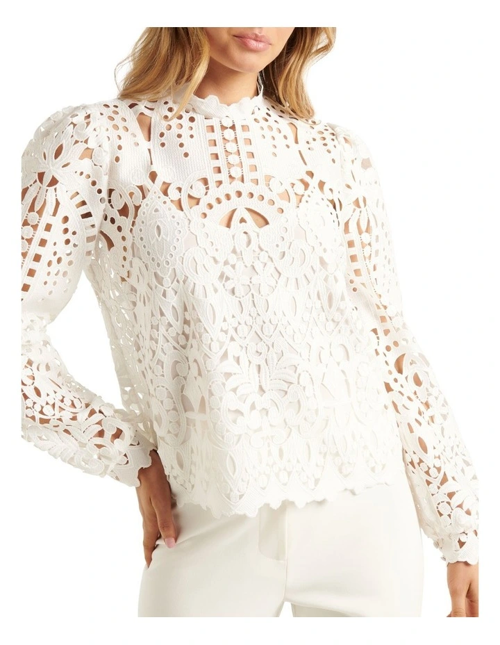 Forever New Sophie Lace Shell Blouse in White | MYER