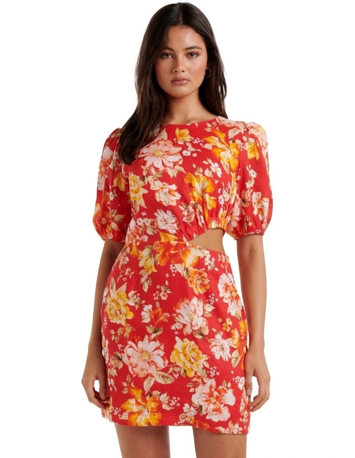 Forever New Leah Side Cut Mini Dress in Red | MYER