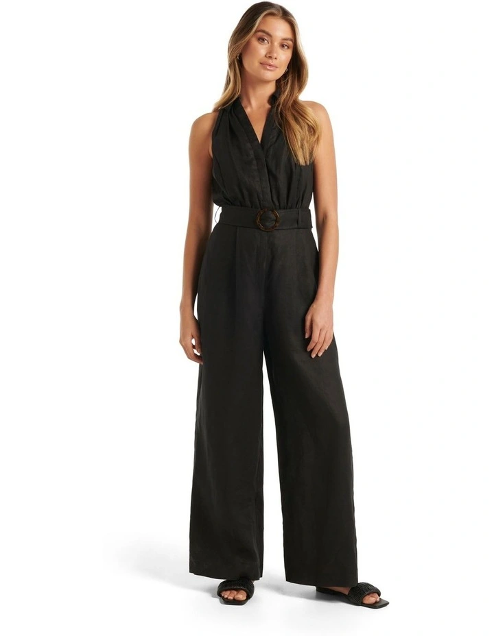 Forever New Rhiannon Linen Jumpsuit in Black | MYER