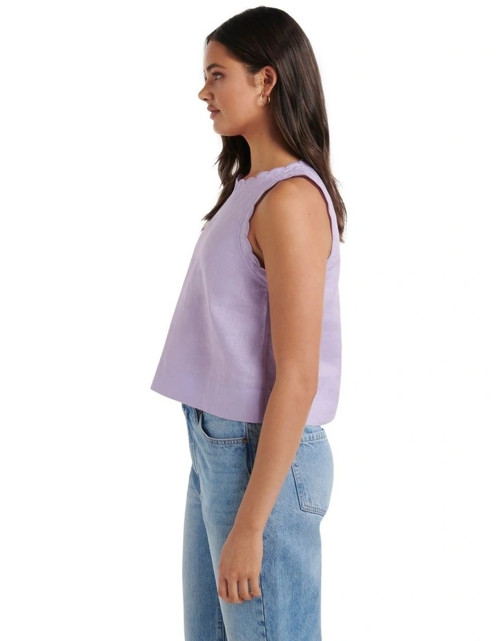 Forever New Pippa Scallop Trim Tank in Lilac | MYER