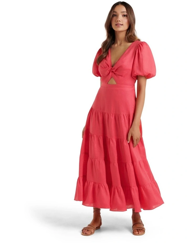 Forever New Irina Twist Front Midi Dress in Hot Raspberry | MYER