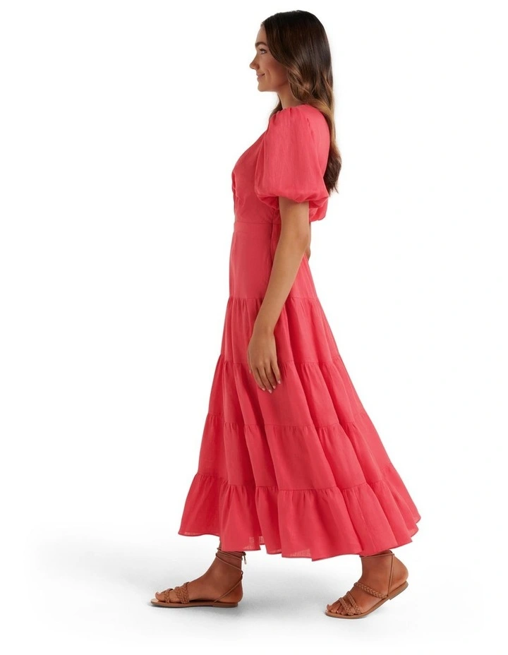 Forever New Irina Twist Front Midi Dress in Hot Raspberry | MYER