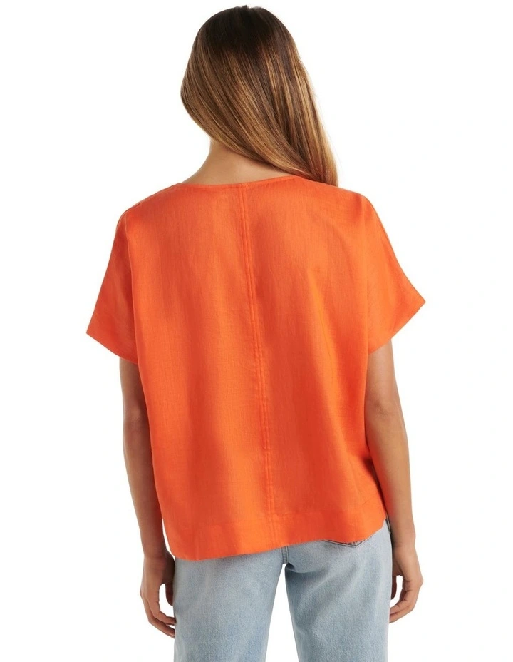 Forever New Becky Oversized Linen Tee in Orange Spritz | MYER