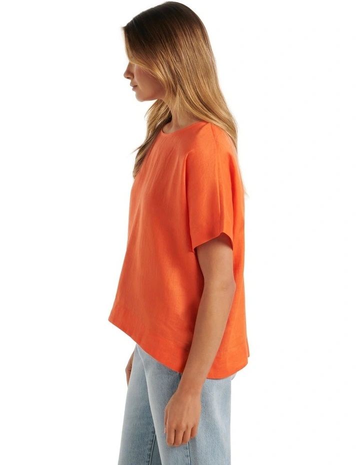 Forever New Becky Oversized Linen Tee in Orange Spritz | MYER