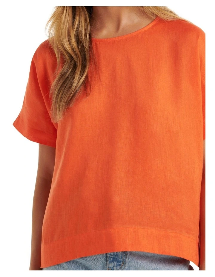 Forever New Becky Oversized Linen Tee in Orange Spritz | MYER