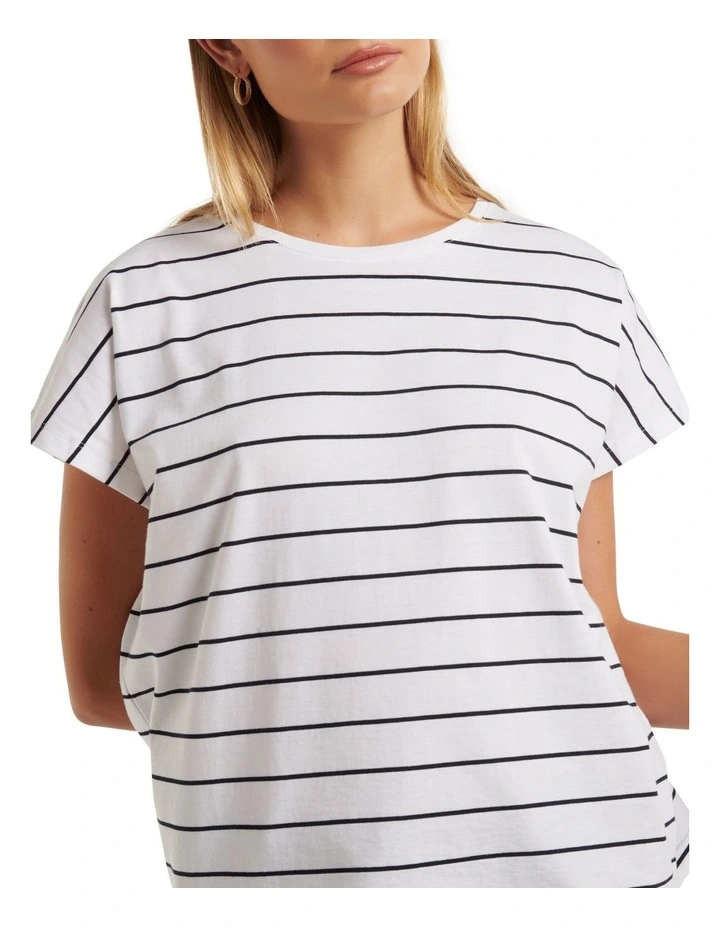 Forever New Callie Boating Stripe Tee in White | MYER