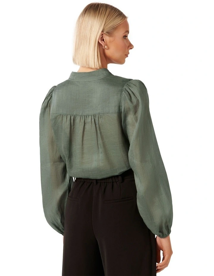 Forever New Amelia Button Down Blouse in Green | MYER