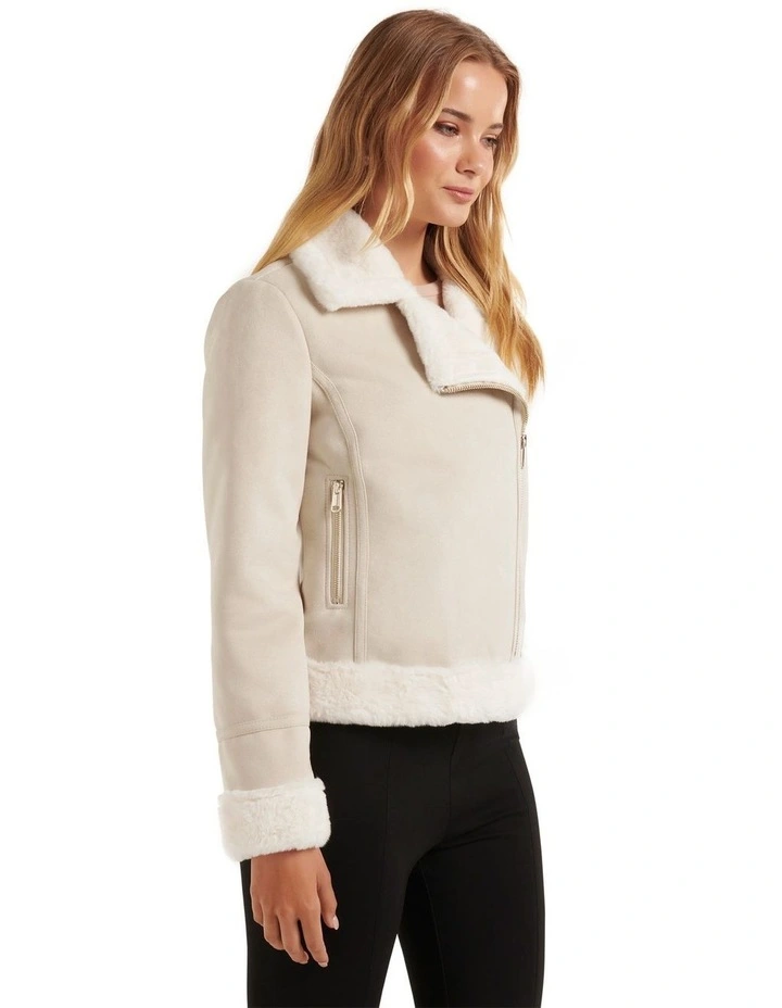 Forever New Houston Aviator Jacket in Cream | MYER