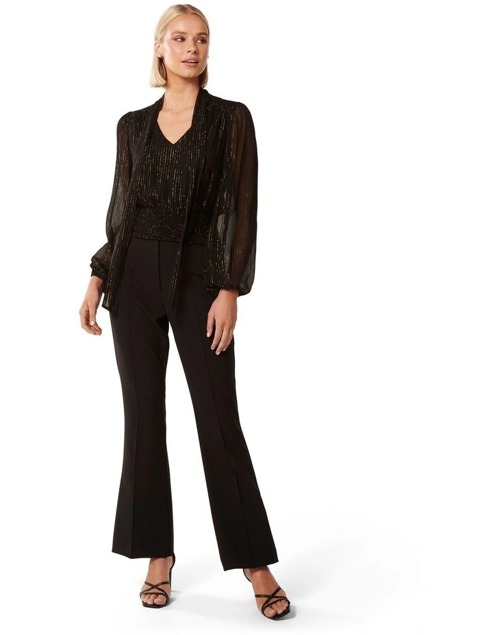 Forever New Gloria Gold Foil Blouse in Black | MYER