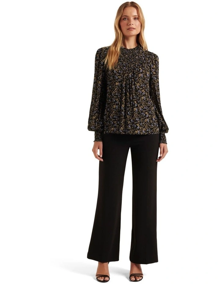 Forever New Cyndell Shirred Yoke Shell Top in Navy Multi | MYER