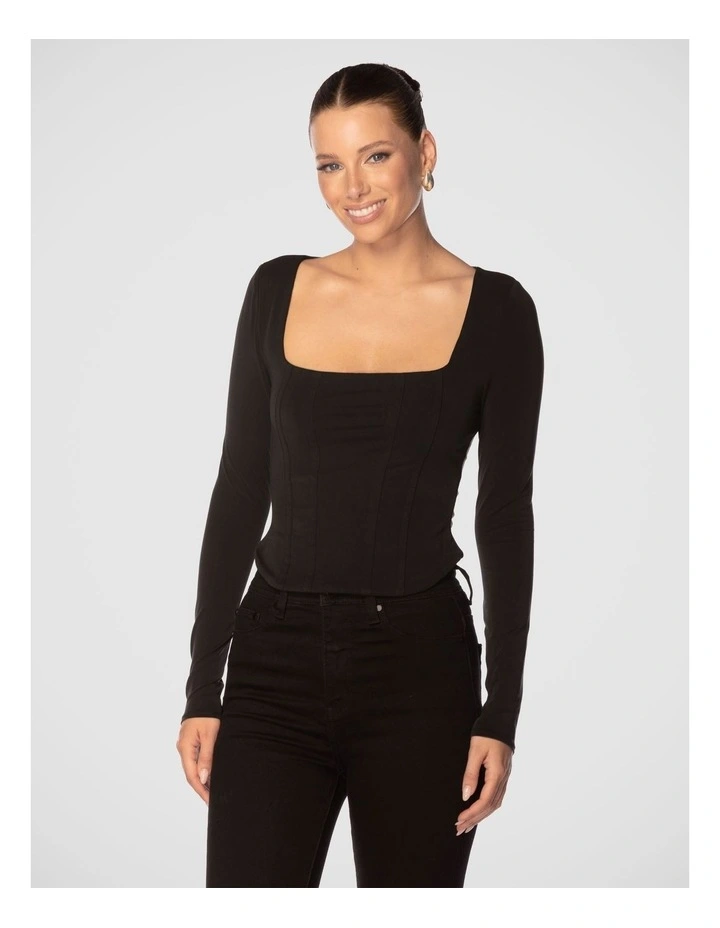 Pilgrim Azure Square Neck Top in Black | MYER