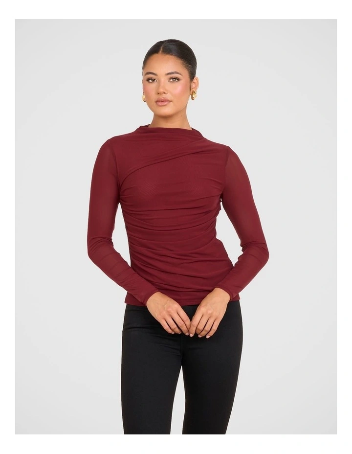 Pilgrim Camille Gathered Knit Top in Red | MYER