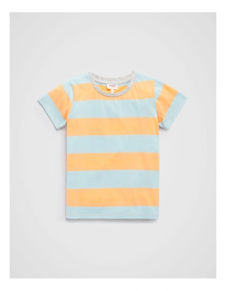 Seed Heritage Block Stripe Tee in Ocean Blue | MYER