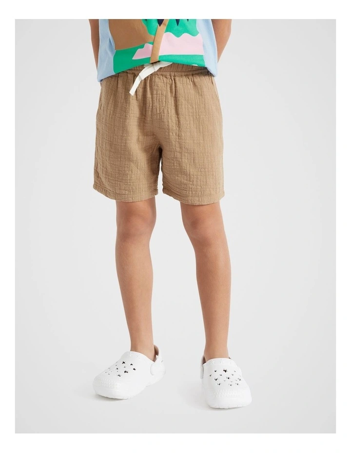 Seed Heritage Cheesecloth Short in Brown | MYER